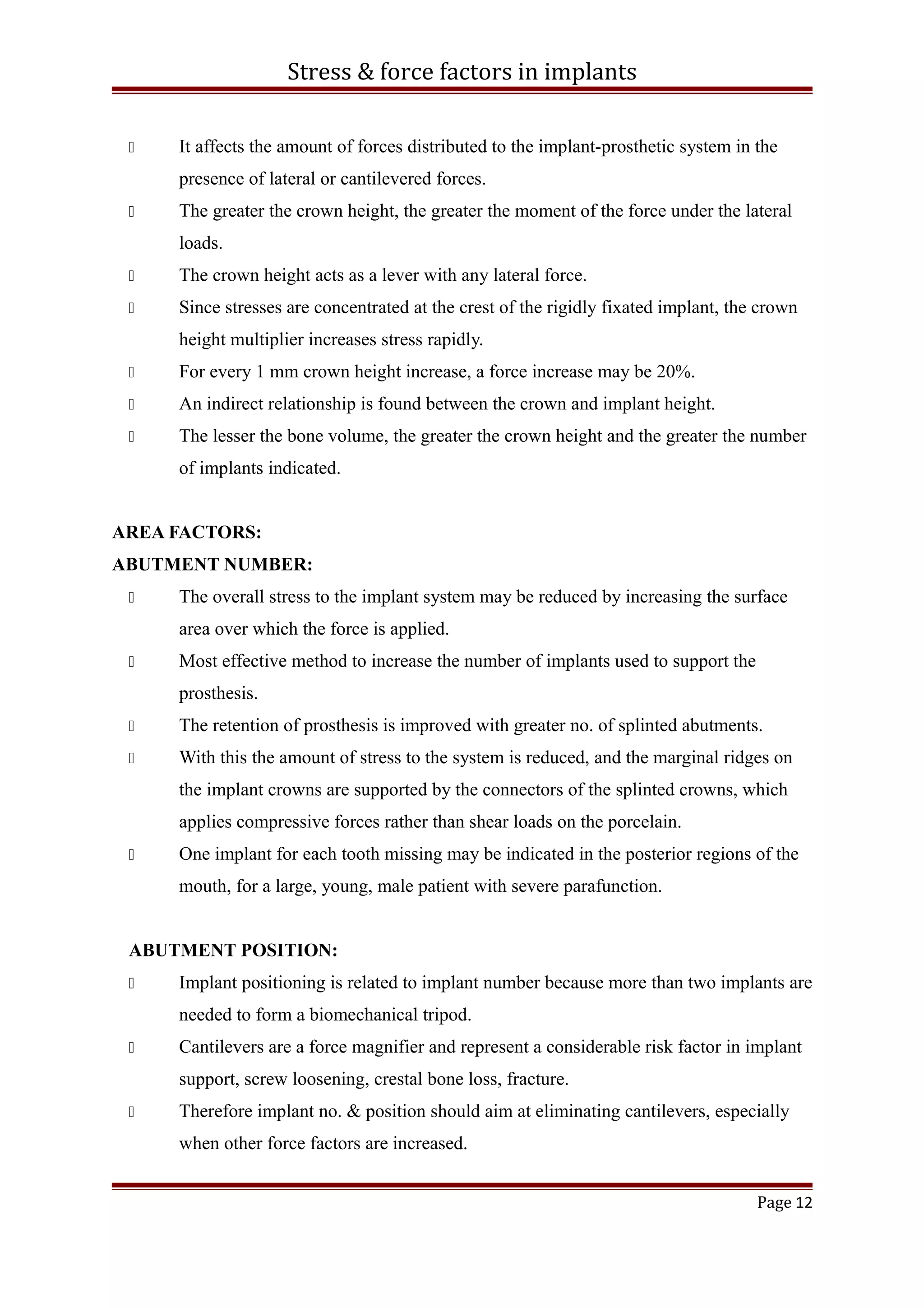 Stress & force factors in implants /certified fixed orthodontic courses ...