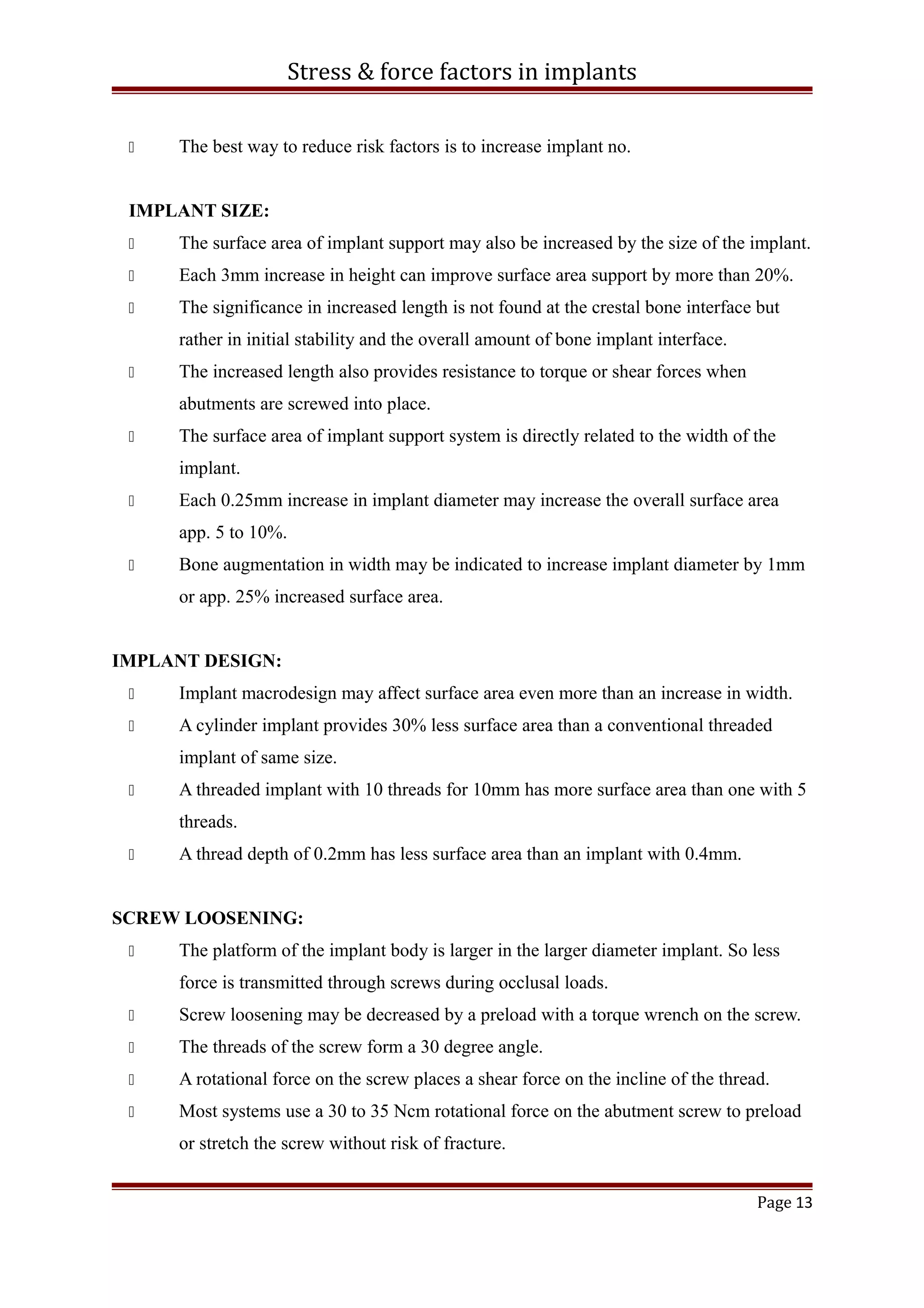 Stress & force factors in implants /certified fixed orthodontic courses ...