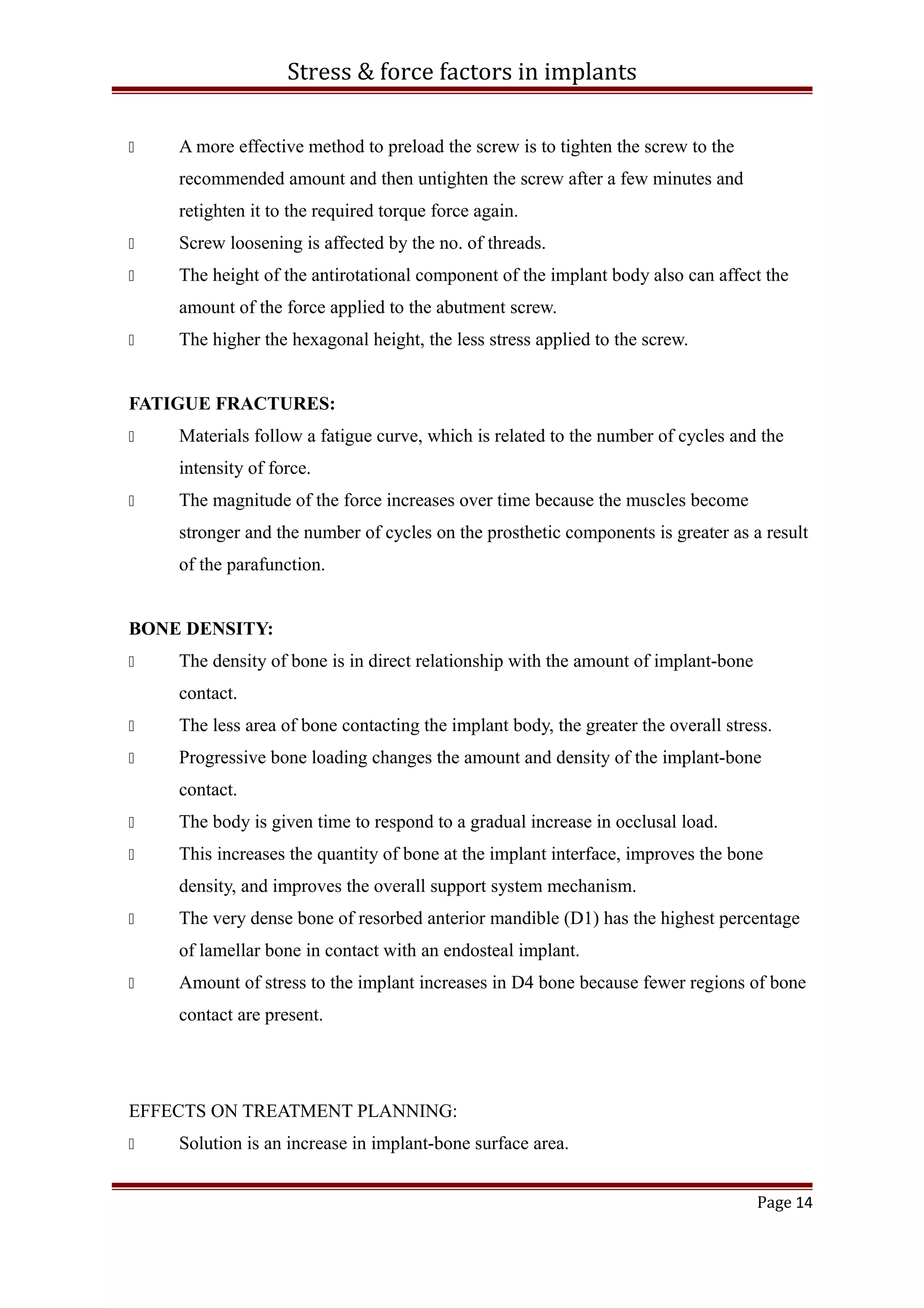 Stress & force factors in implants /certified fixed orthodontic courses ...