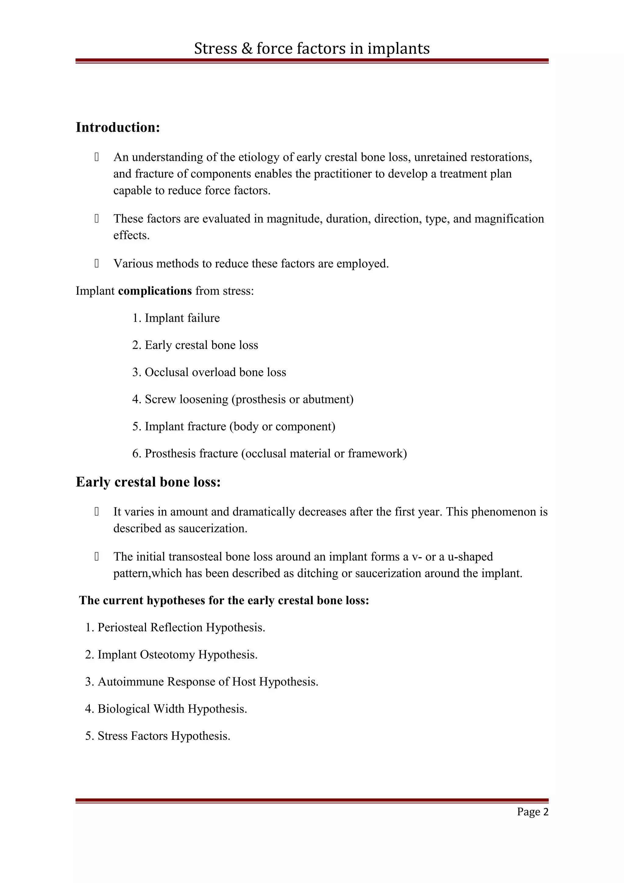 Stress & force factors in implants /certified fixed orthodontic courses ...