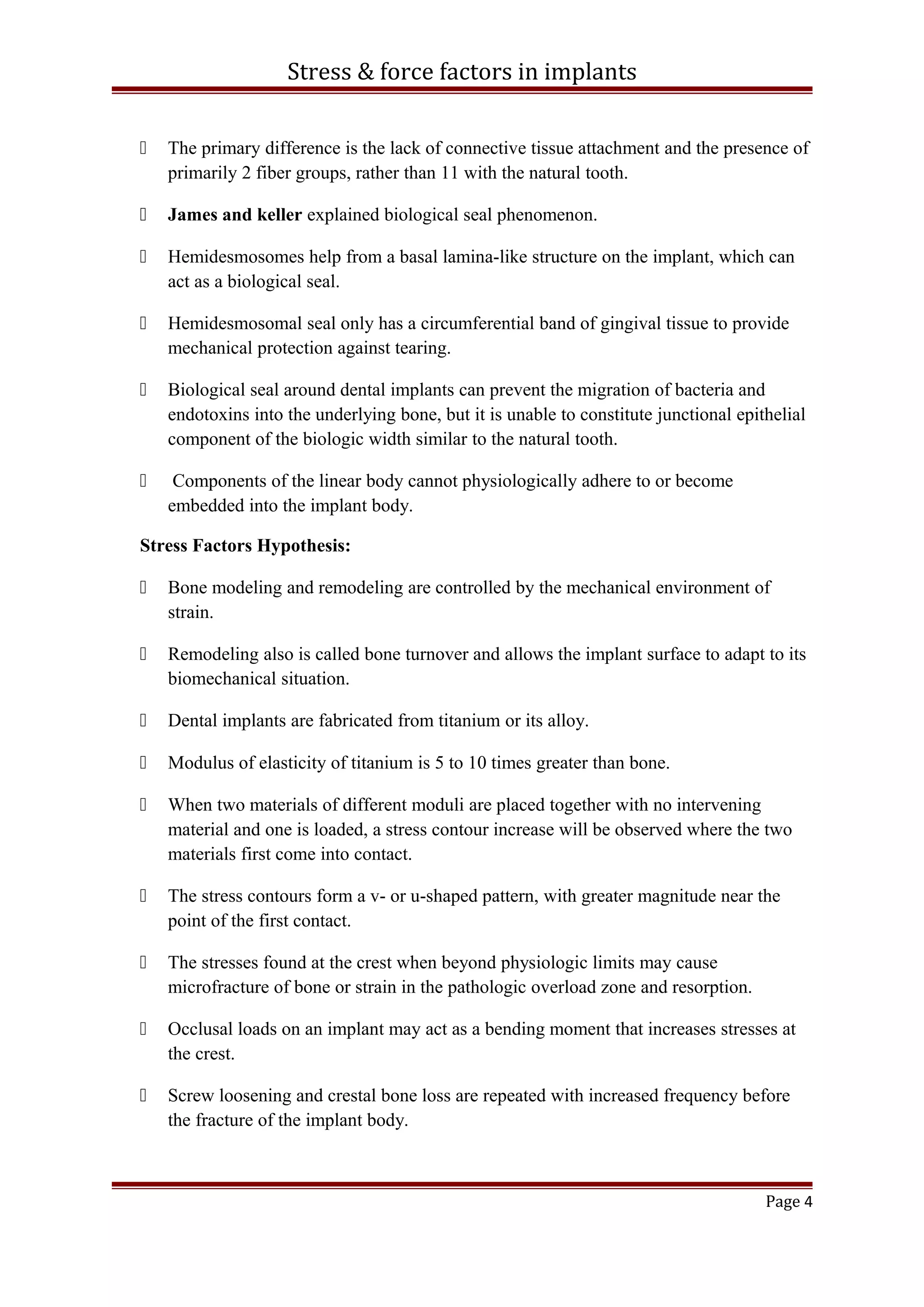 Stress & force factors in implants /certified fixed orthodontic courses ...