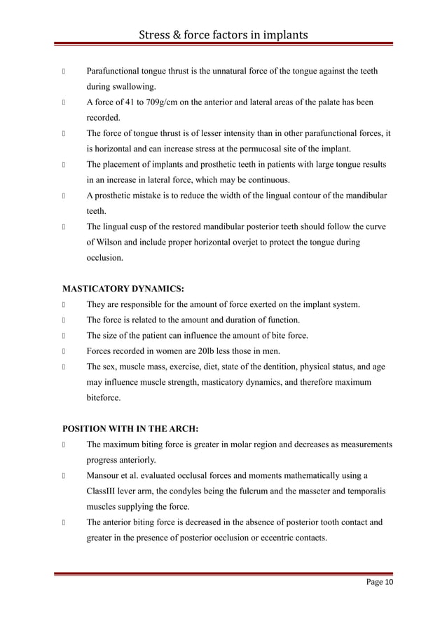 Stress & force factors in implants /certified fixed orthodontic courses ...