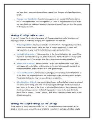 Stress management and stress handling hand out | PDF