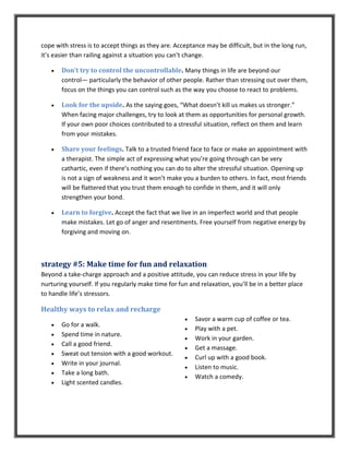 Stress management and stress handling hand out | PDF