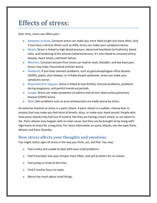 Stress management and stress handling hand out | PDF