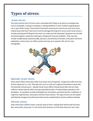 Stress management and stress handling hand out | PDF