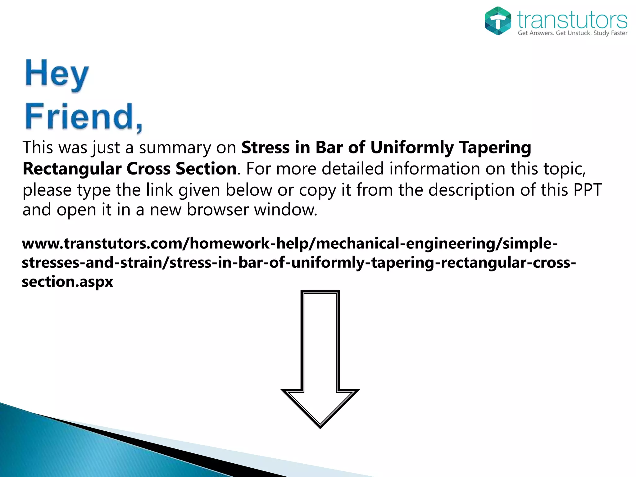 Stress in Bar of Uniformly Tapering Rectangular Cross Section ...