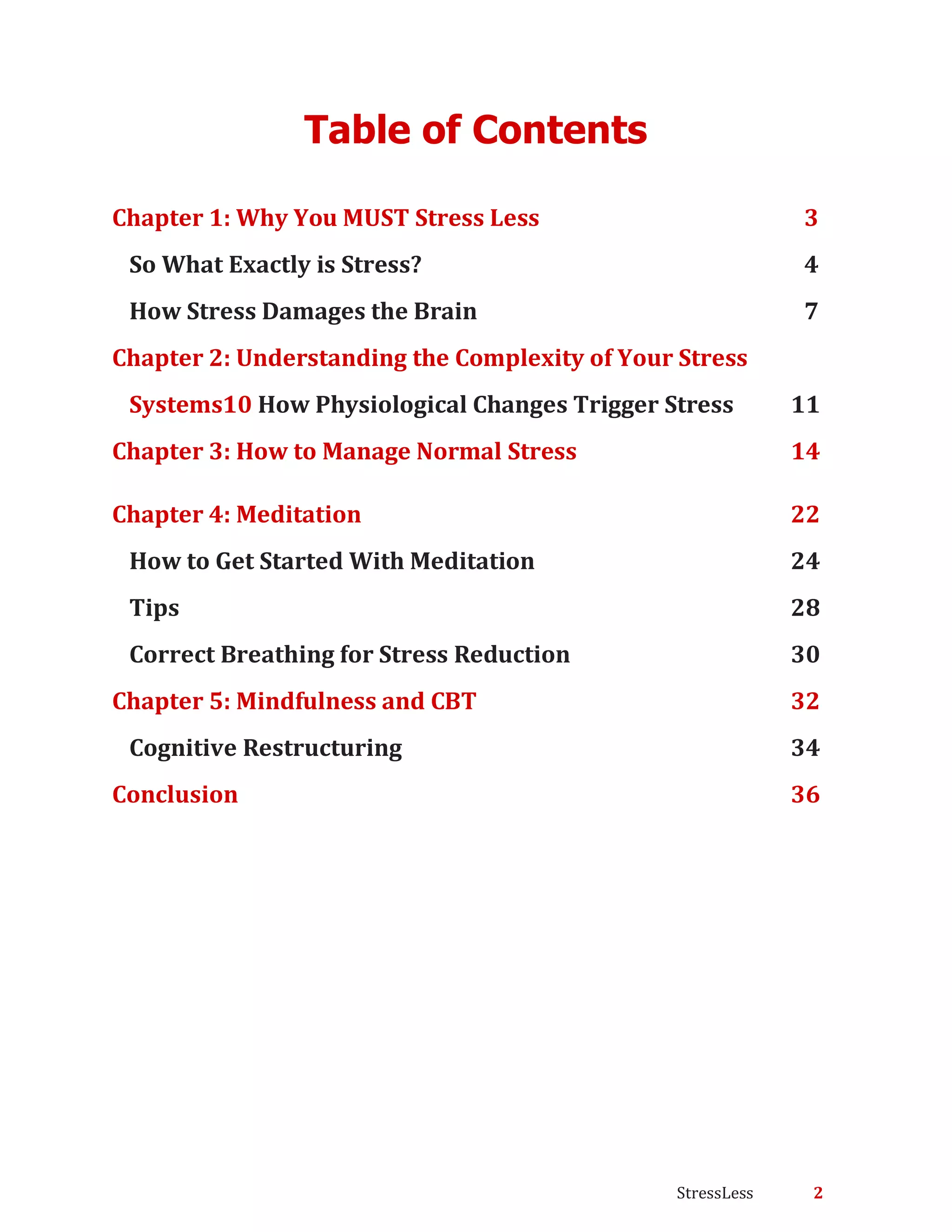 Stress less | Stress Management | Depression Management | PDF