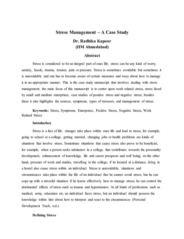 Stress management | PDF