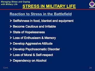 Stress management & coping with military life | PPT