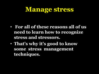 Stress management for teachers | PPTX