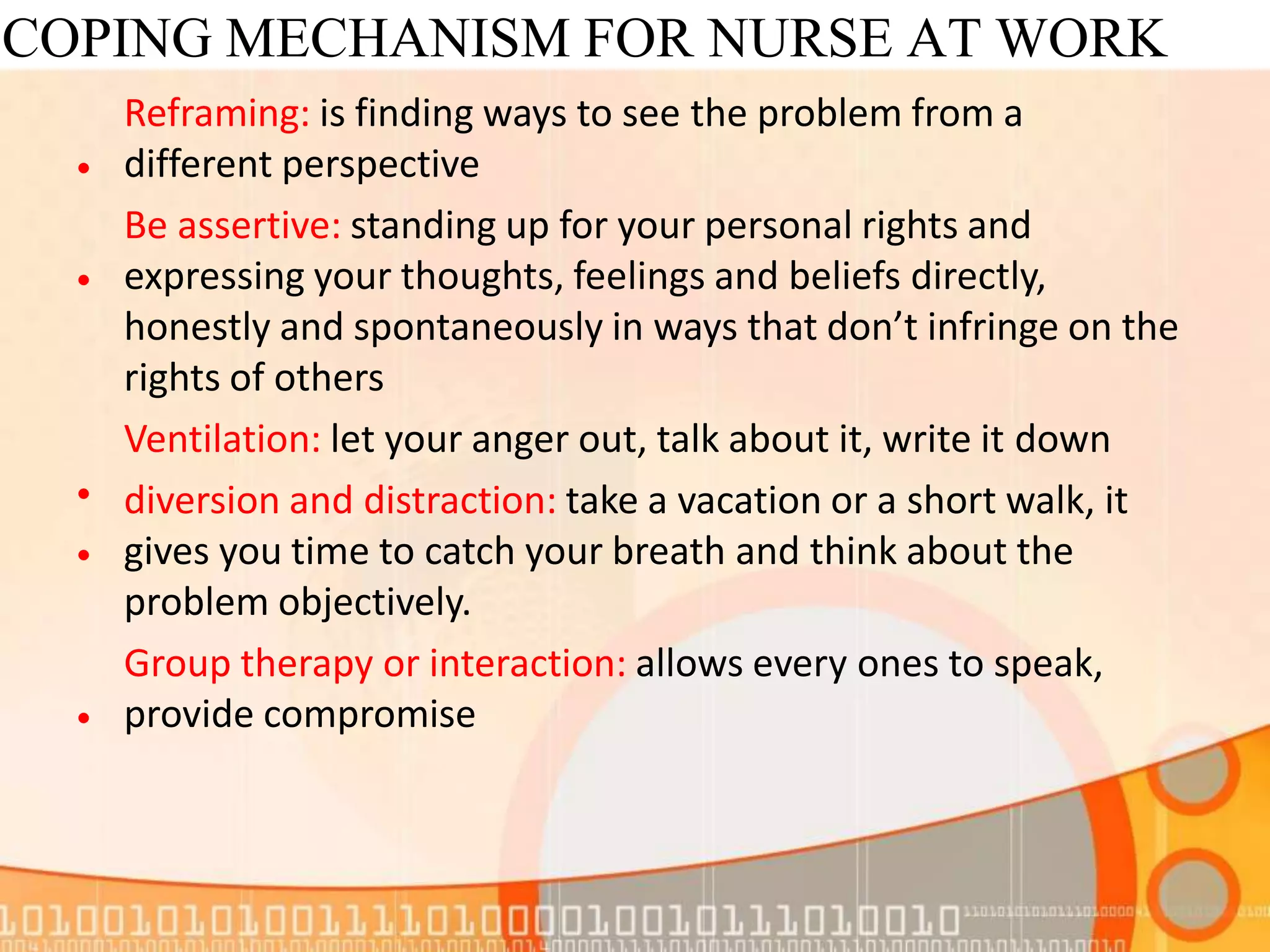 Stress management in nursing | PPTX