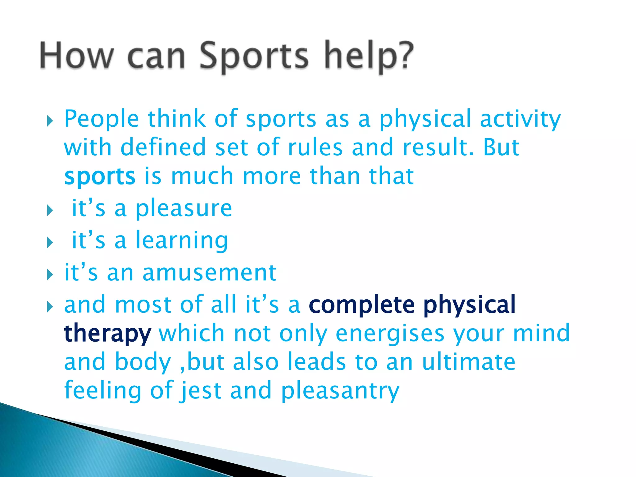 Stress management through sports | PPTX