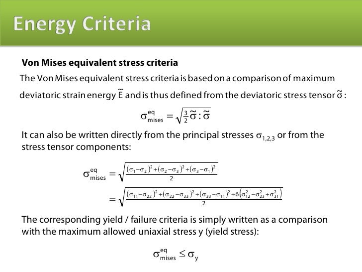 Stress Measures And Failure Criteria