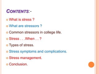 Stress on students and management | PPTX
