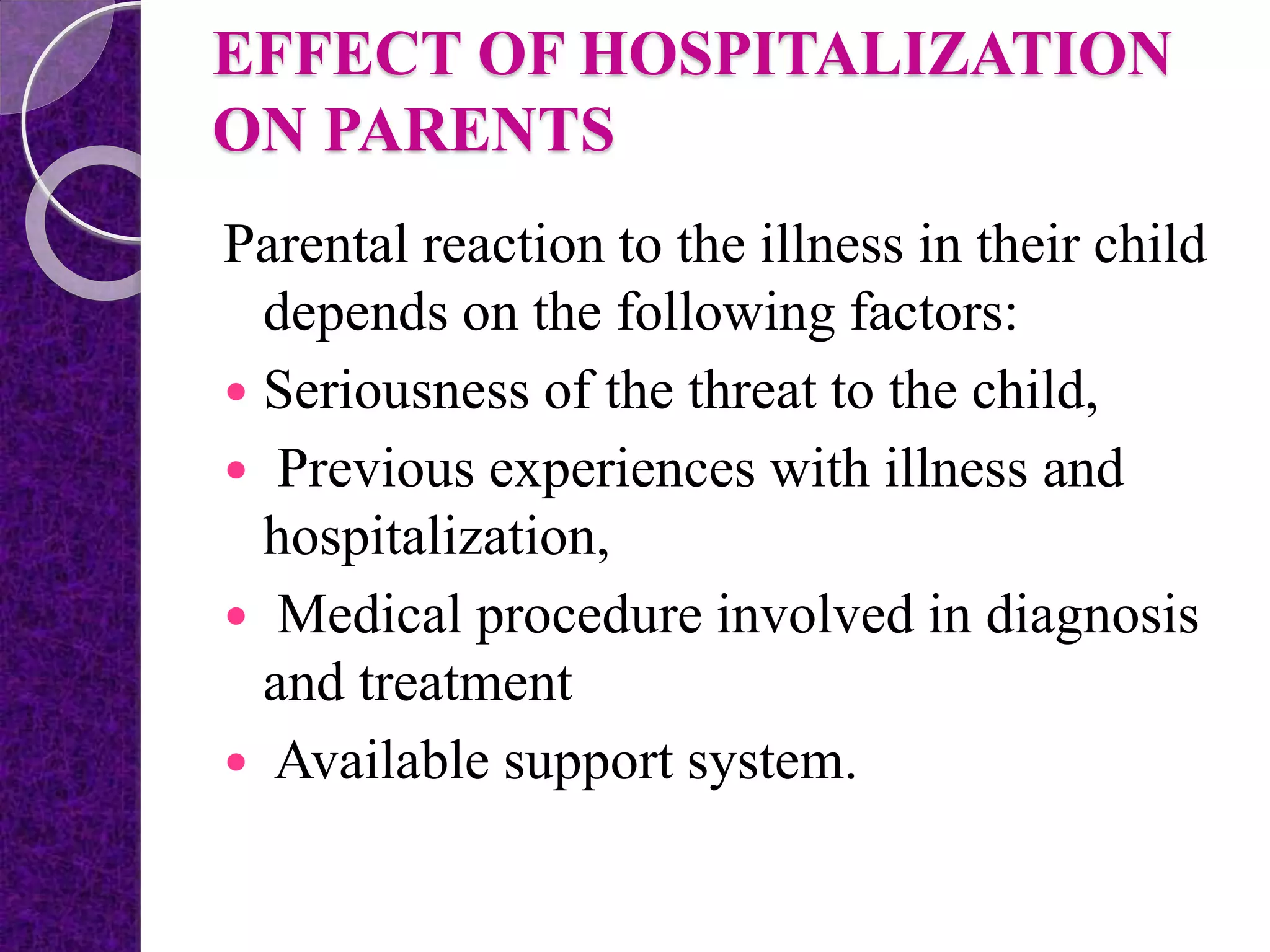 Stressor and effect of hospitaliztion on child and family | PPTX