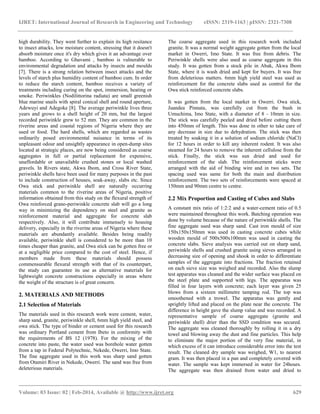 Stress resistance of owa stick reinforced grano periwinkle concrete ...