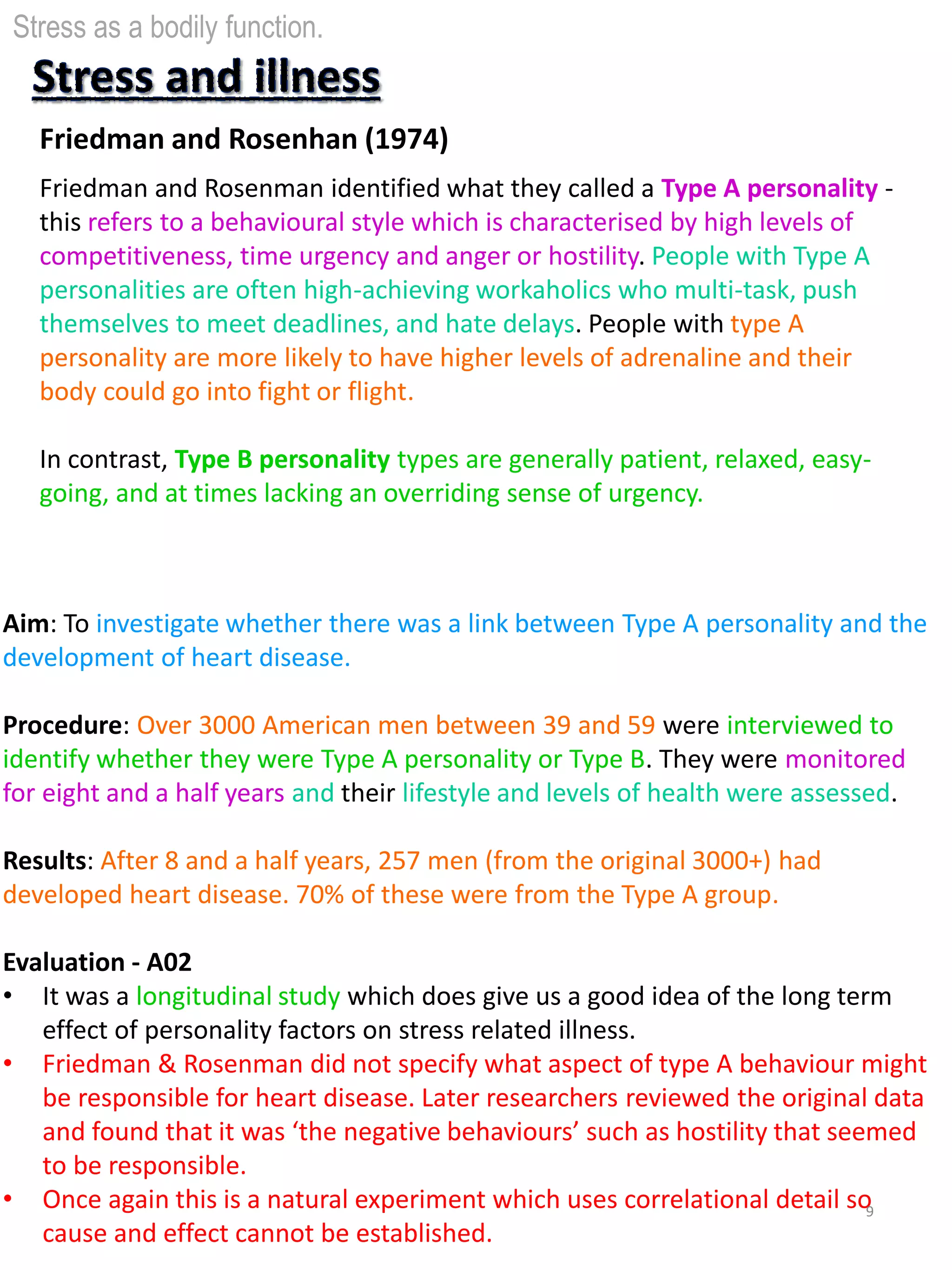 AQA ALevel Psychology A Unit 2 Stress revision guide | PDF