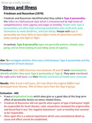 AQA ALevel Psychology A Unit 2 Stress revision guide | PDF