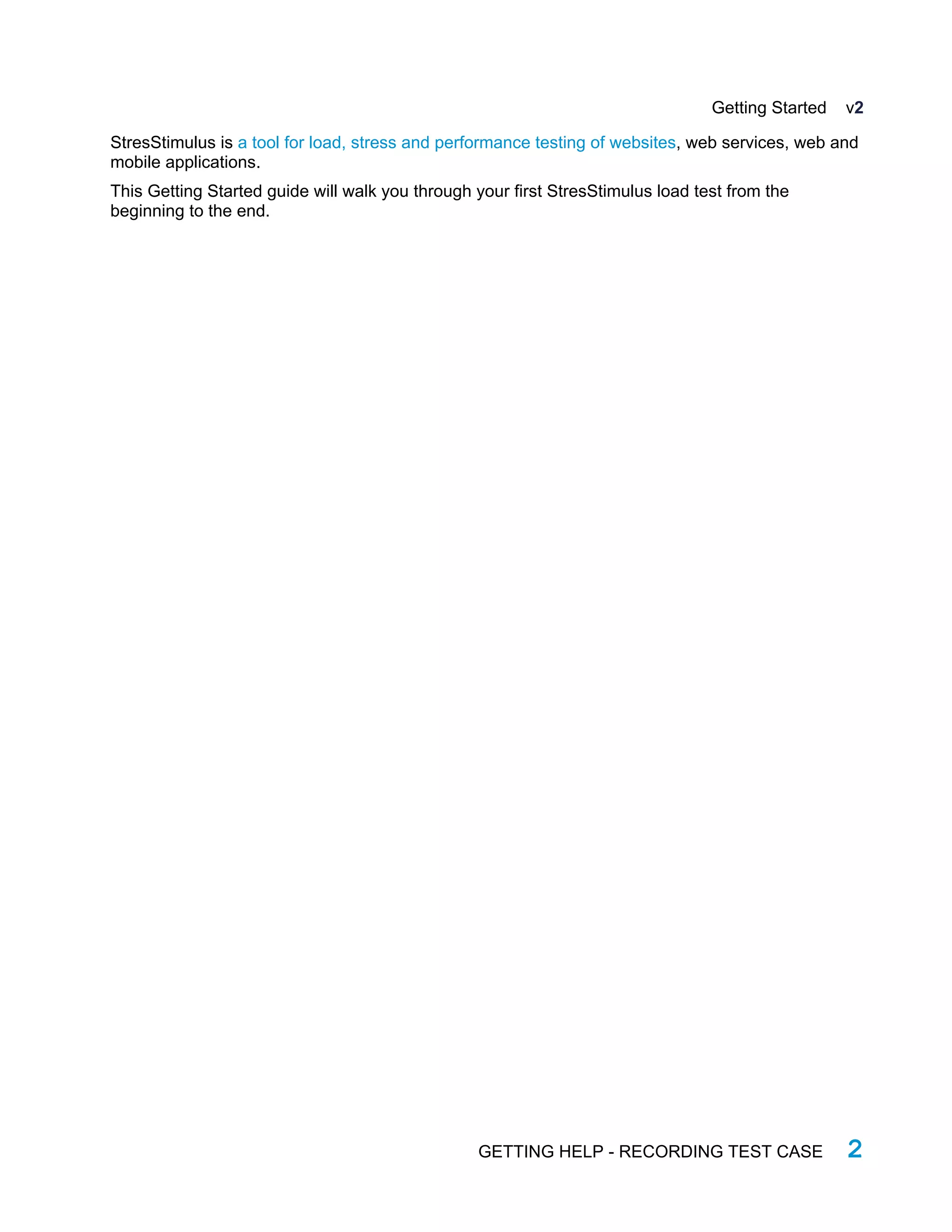 Stresstimulus Load Testing Tool Getting Started | PDF