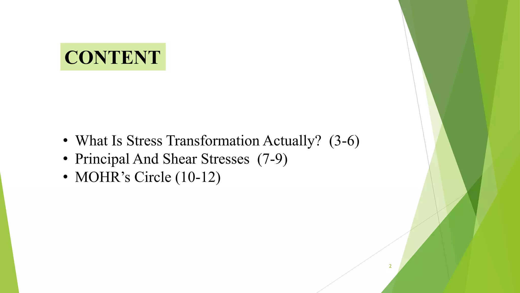 Stress transformation and Mohr Circle | PPT