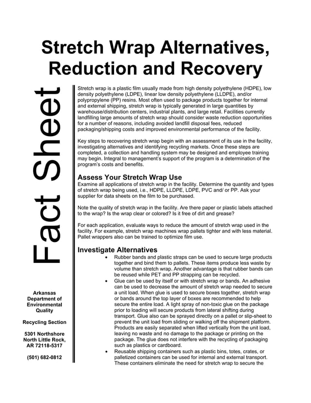 Stretch Wrap Alternatives Fact Sheet | PDF