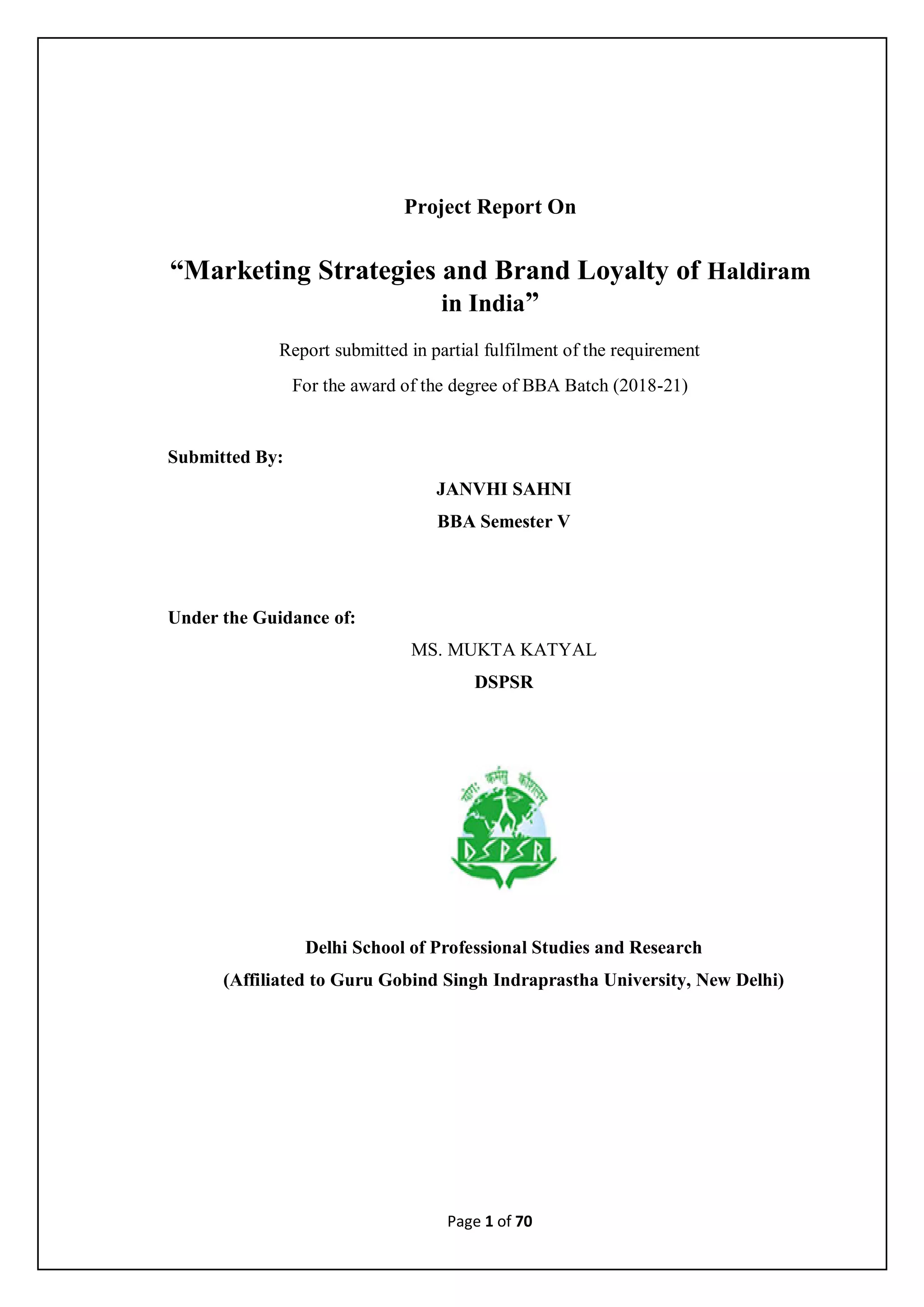 Bba project report final year | PDF