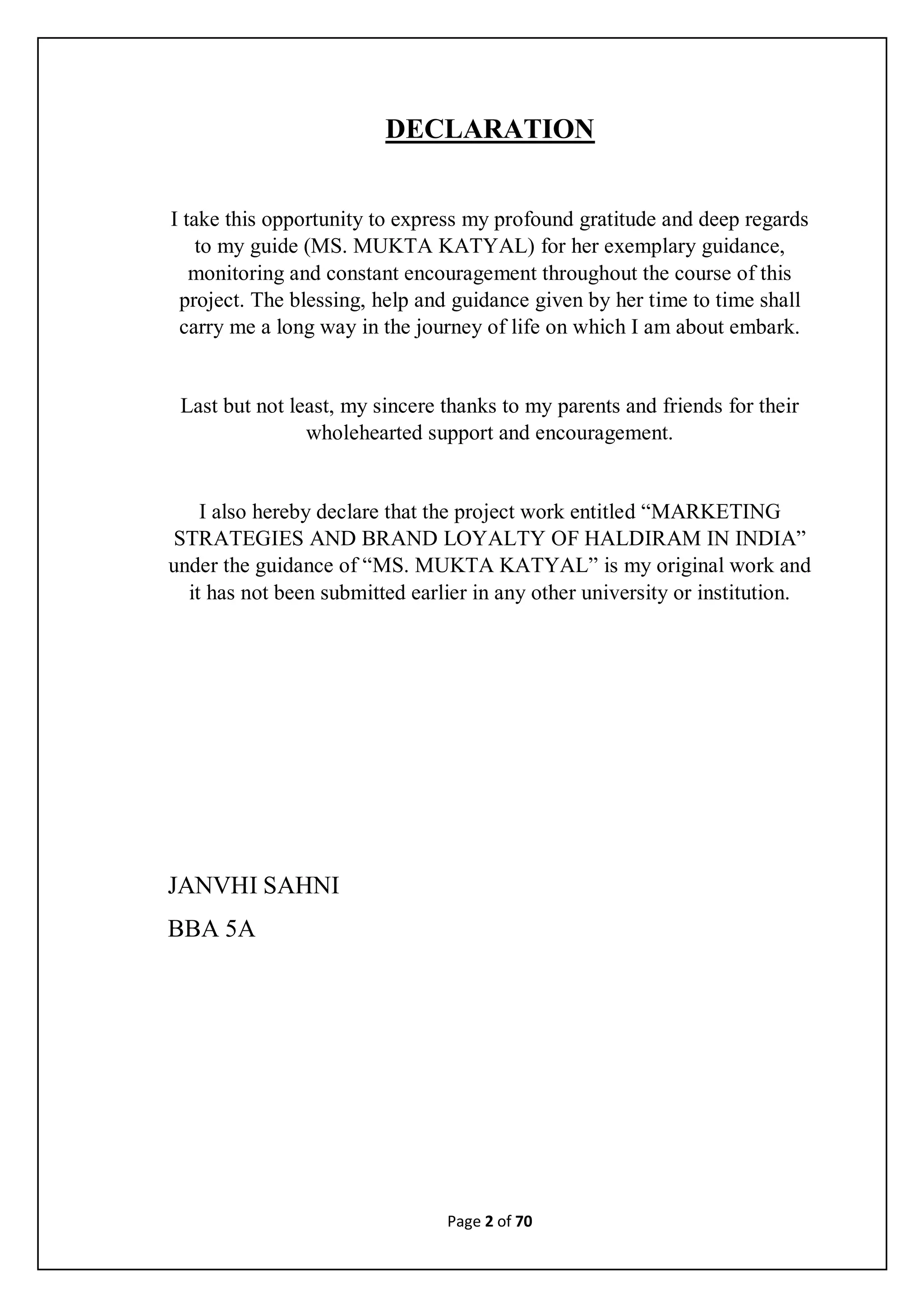 Bba project report final year | PDF