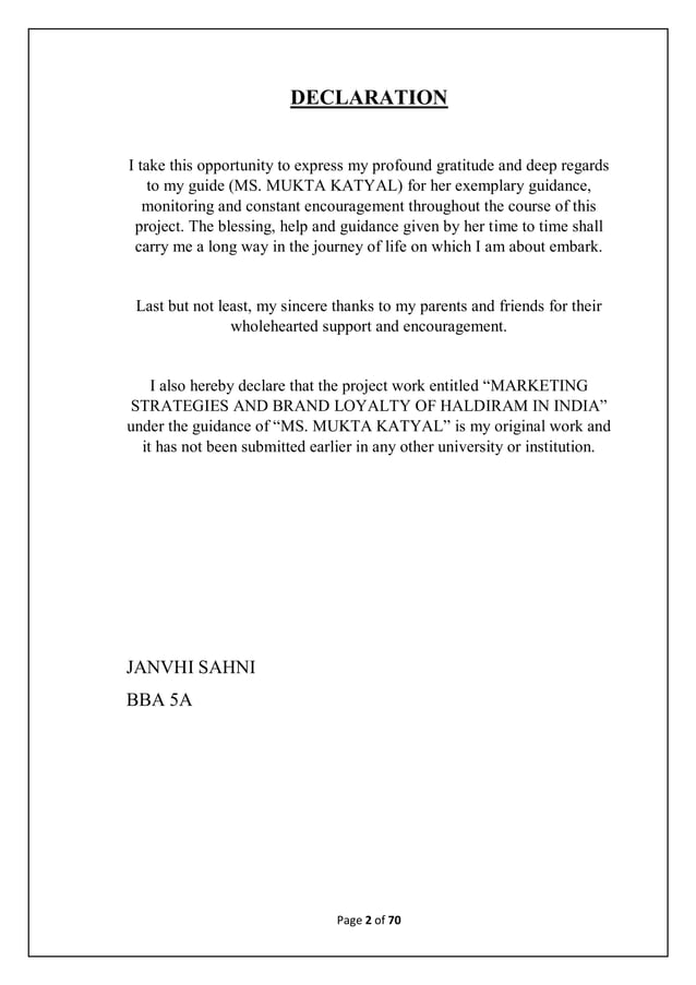 Bba project report final year | PDF