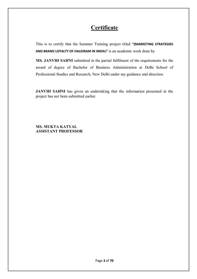 Bba project report final year | PDF