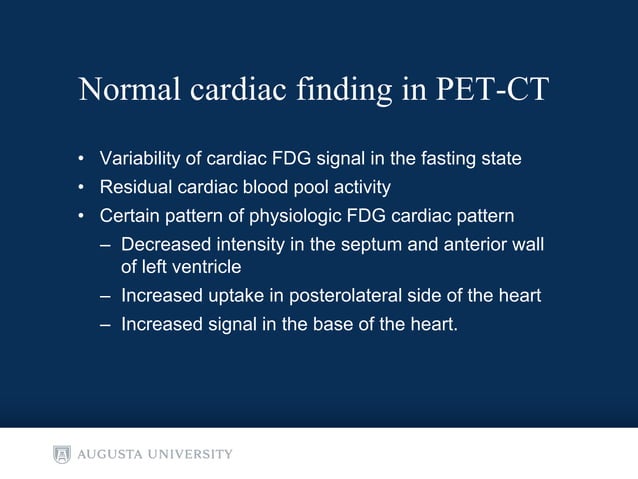 Non-malignant cardiac findings on FDG PET CT | PPT