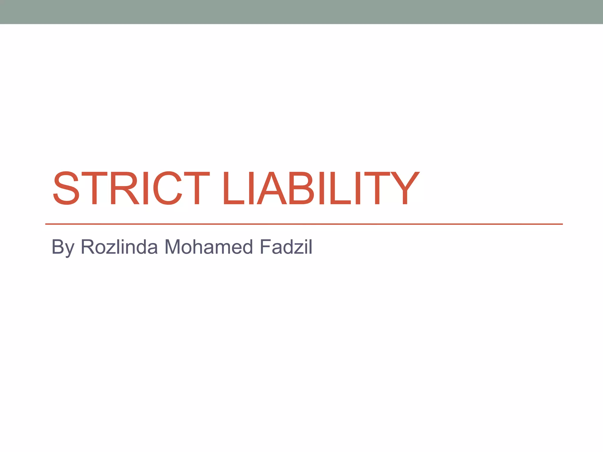Tort - Strict Liability | PDF