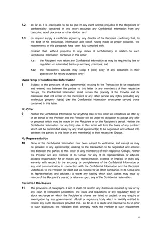 Confidential Information and Existence of the Transaction Sample ...