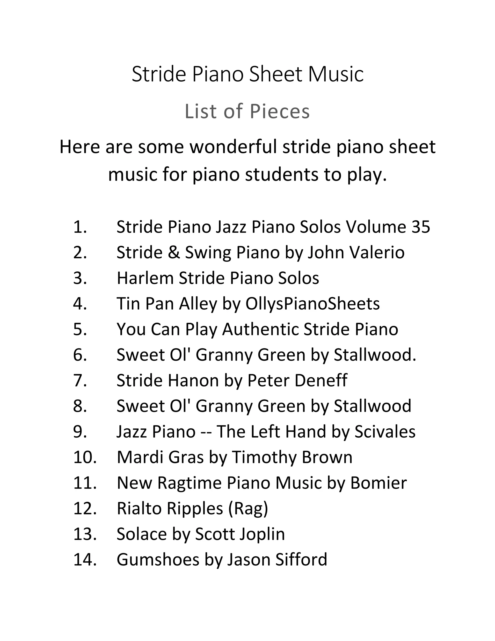 Stride Piano Sheet Music | PDF