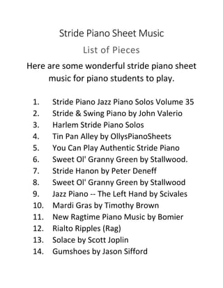 Stride Piano Sheet Music | PDF
