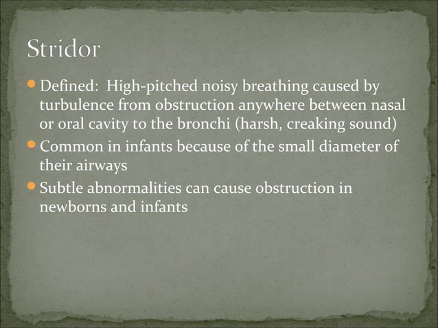 Stridor Presentation | PPT | Ear, Nose and Throat Conditions | Diseases ...