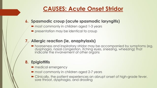 Stridor In Children | PPTX | Ear, Nose and Throat Conditions | Diseases ...