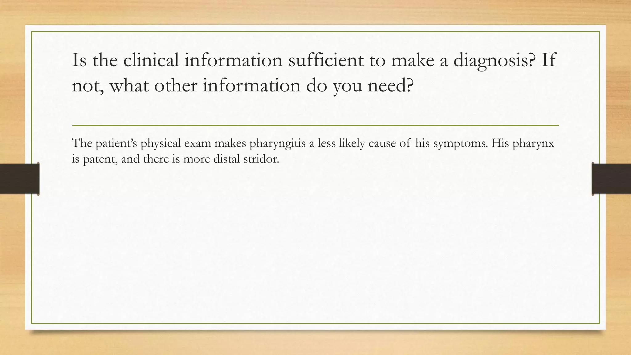 Understand, evaluate, diagnose and treat stridor trough clinical cases ...