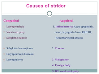 Stridor and management of obstructed airway | PPT