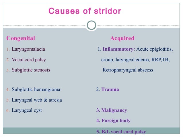 Stridor and management of obstructed airway