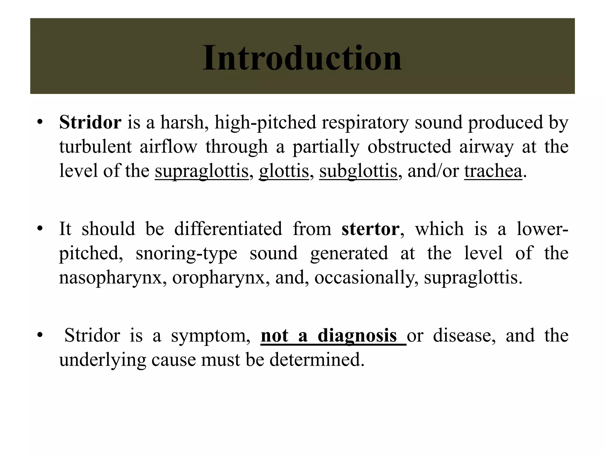 An approach to a case of Paediatric Stridor | PPTX