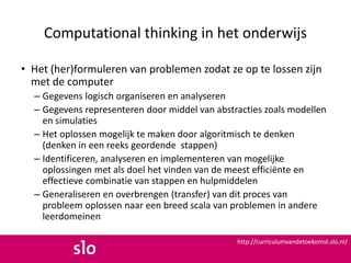 Computational thinking als onderdeel van Digitale geletterdheid in het onderwijs | PPT