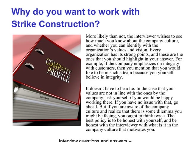 Strike construction interview questions and answers | PPT | Resume ...