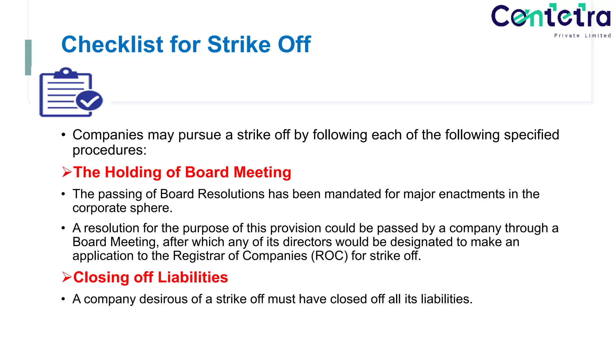 Strike Off a Company-MCA Procedure | PPT