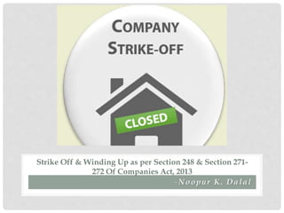 Strike off & Winding up as per section 248 & section 271 272 of CA, 2013 Noopur | PPT
