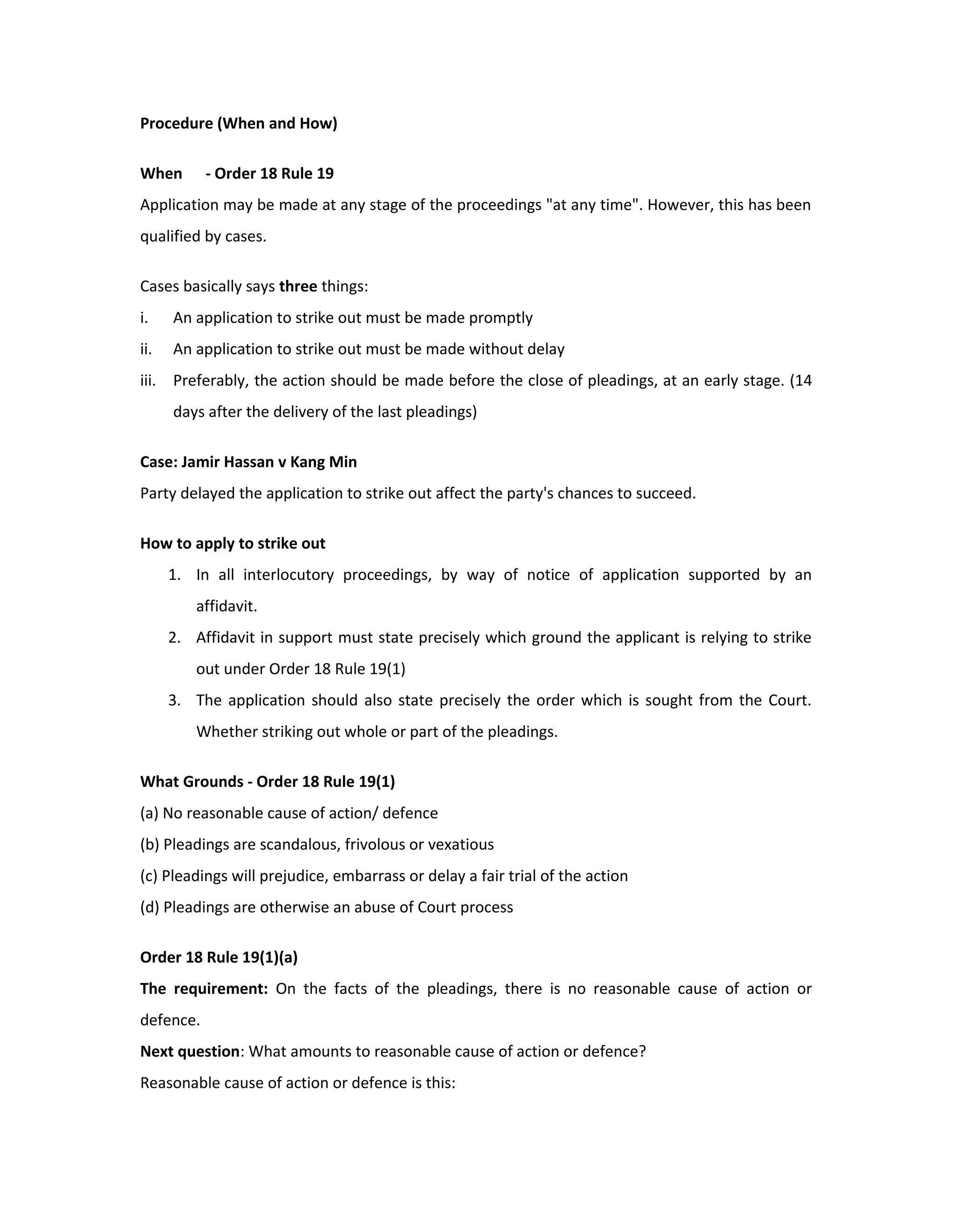 Striking out pleadings | DOC