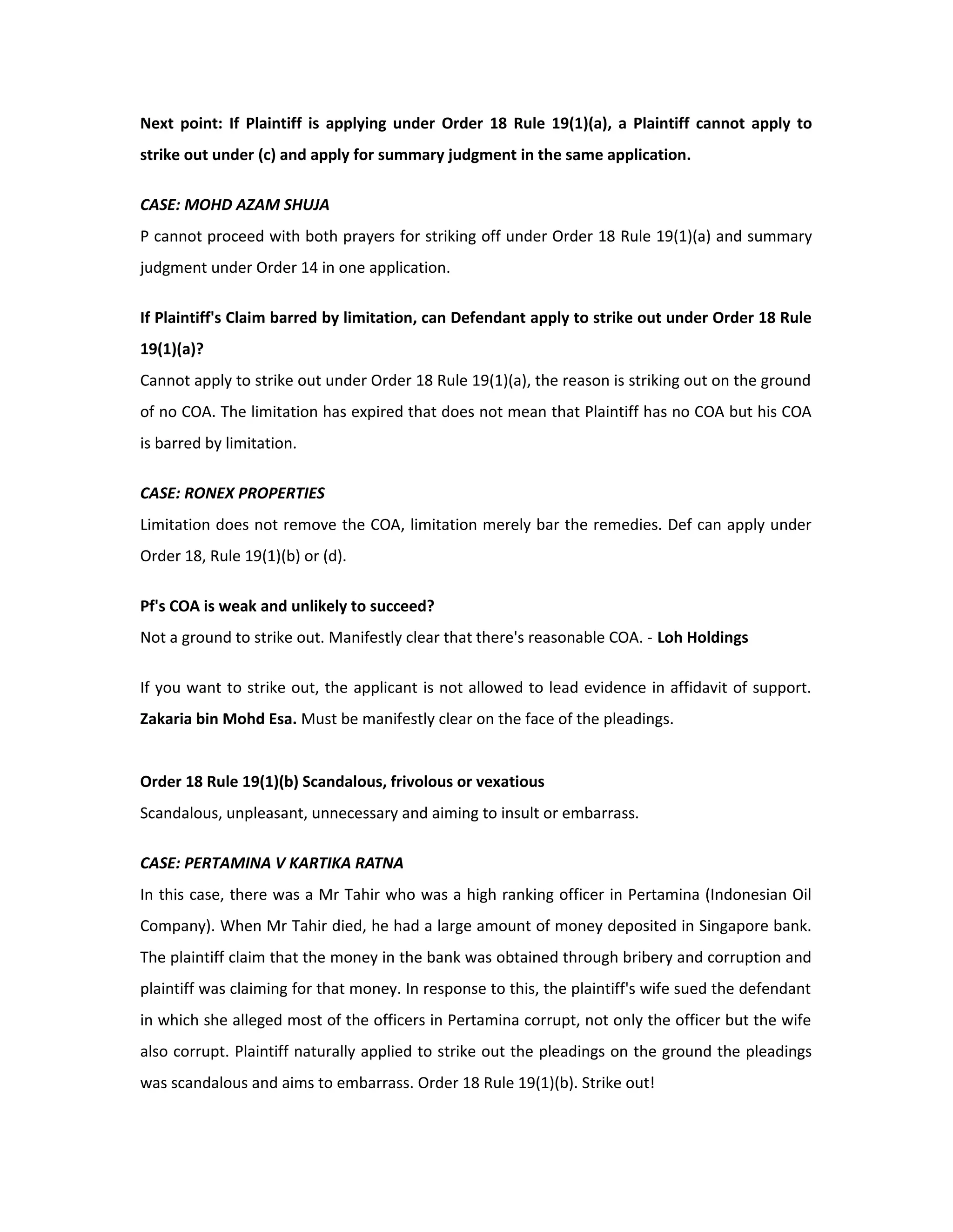 Striking out pleadings | DOC