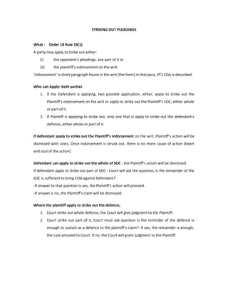 Striking out pleadings | DOC