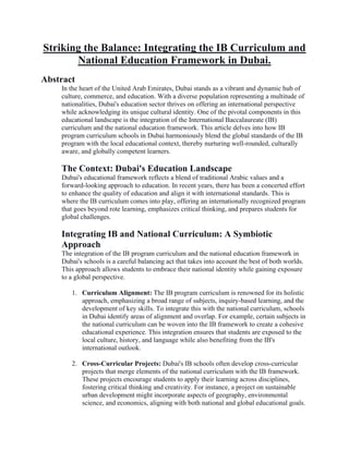 Striking the Balance: Integrating the IB Curriculum and National ...