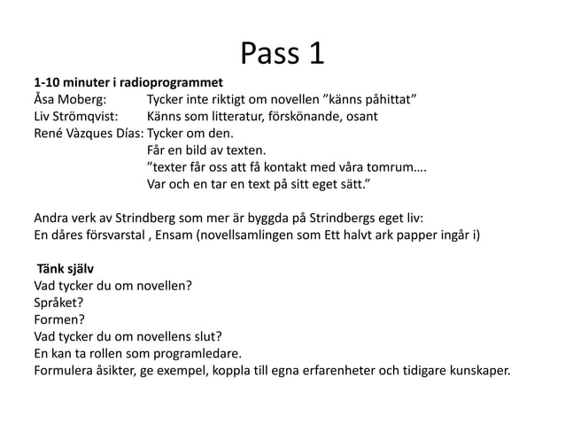 Strindberg ett halvt ark papper (svenska 1) | PPTX | Opera | Fine Art